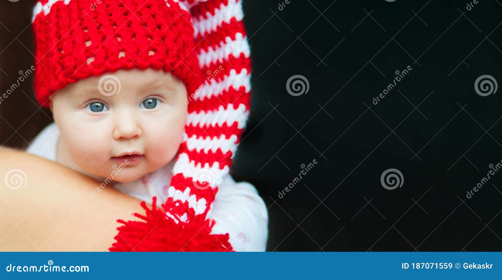 Baby in red hat stock image. Image of expression, innocent - 187071559