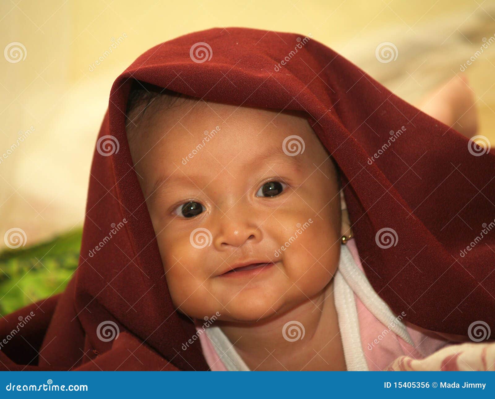 Baby in Red Veil stock photo. Image of female, fashion - 15405356
