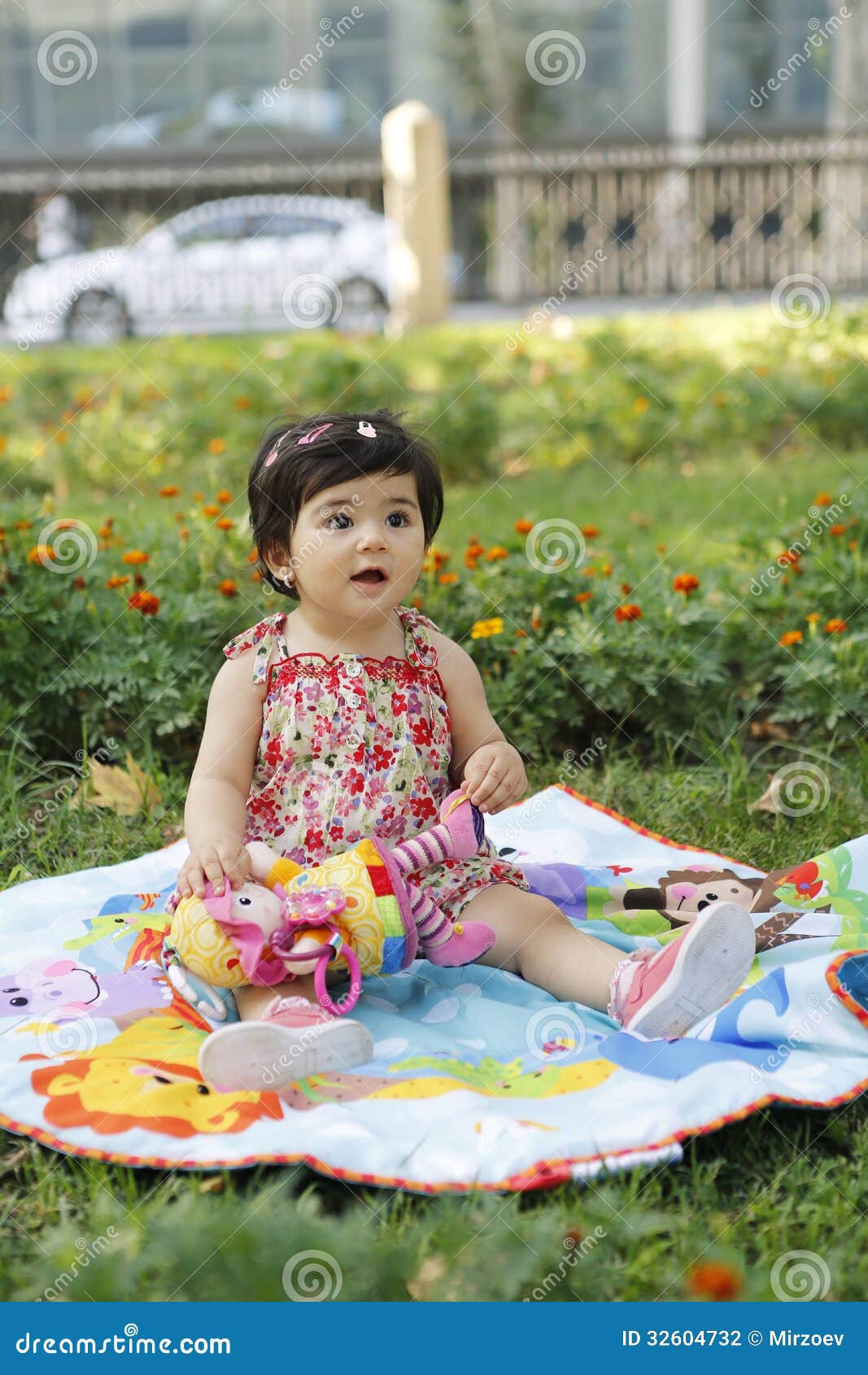 Baby Relax on Grass with Toys Stock Photo - Image of green, positive ...