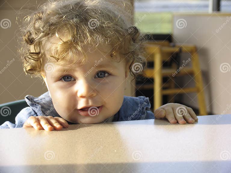 Baby in a restaurant stock image. Image of lunch, girl, seat - 35737