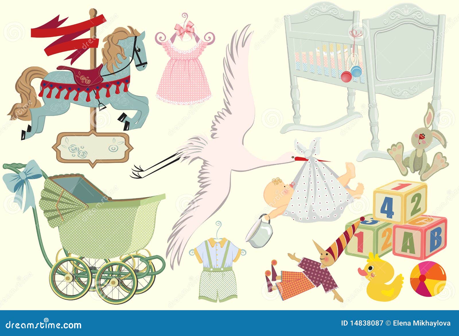 Baby retro collection stock vector. Illustration of newborn - 14838087