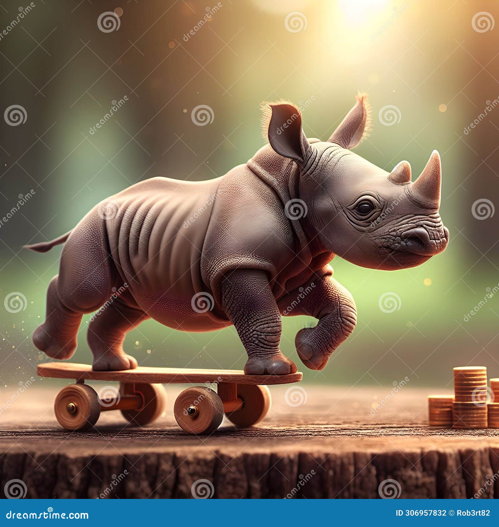 Rhinoceros Riding A Motorcycle. Sticker Cartoon Style. Comics Art ...