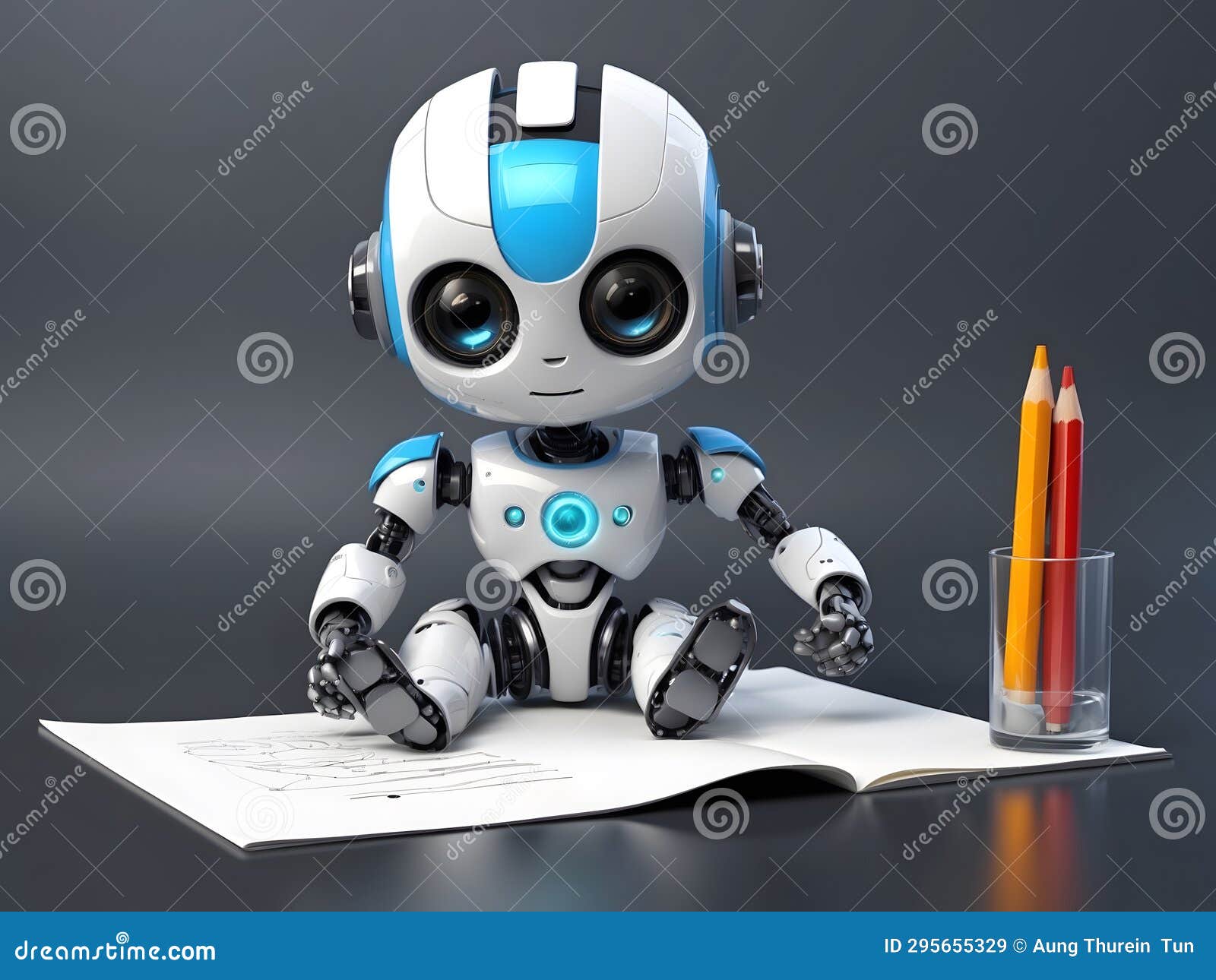A Baby Robot Learning from Human Stock Image - Image of teenager, robot ...