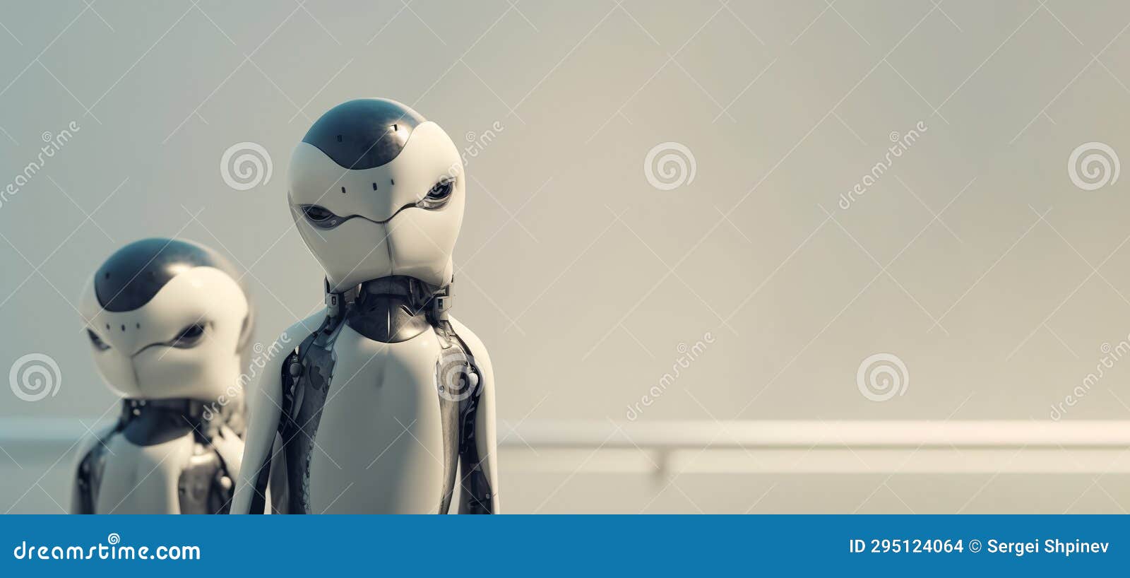 Baby Robot Penguin with Mom on Light Background Stock Illustration ...