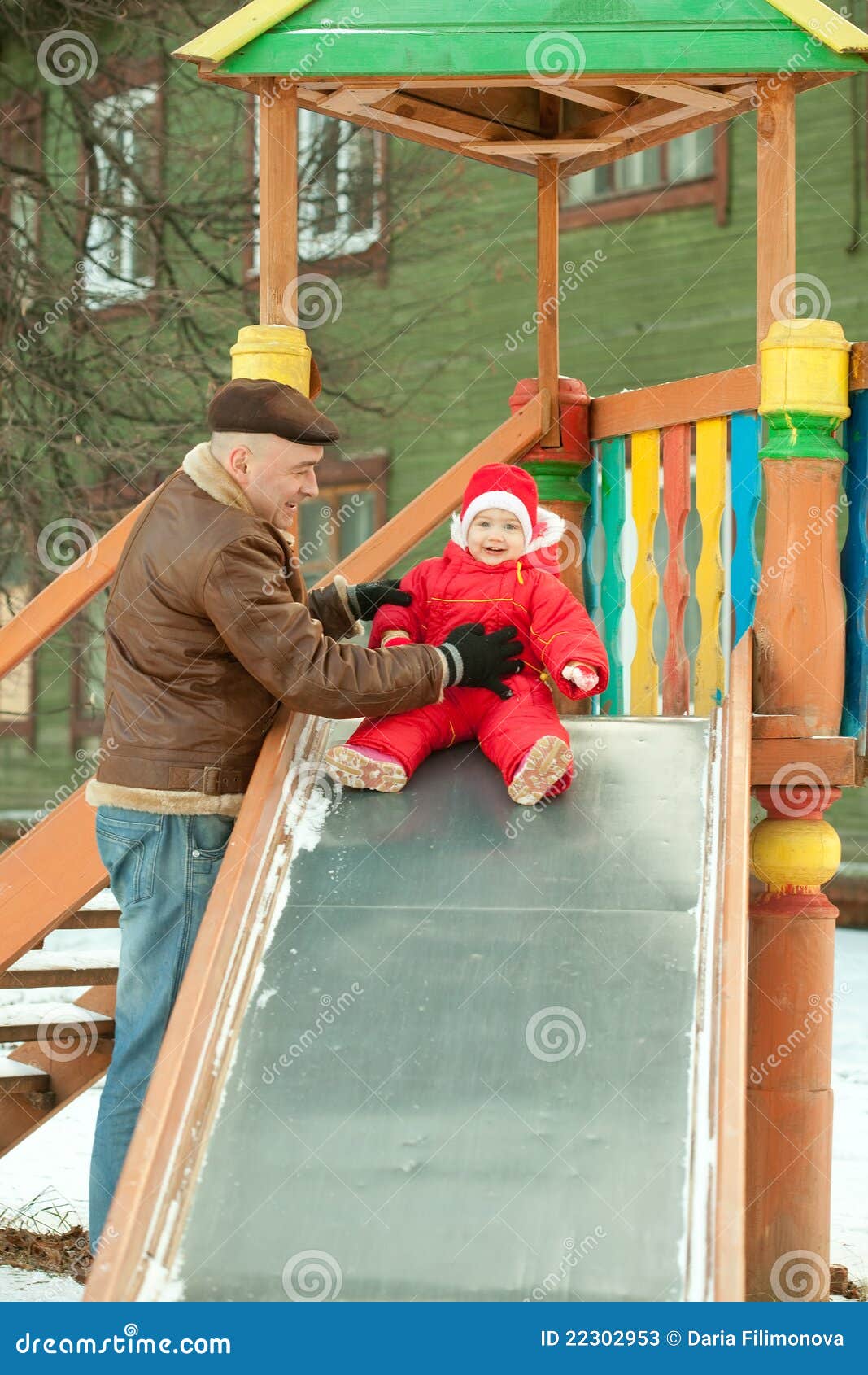Baby Roll Down on Playground Stock Image - Image of smiling, daughter ...