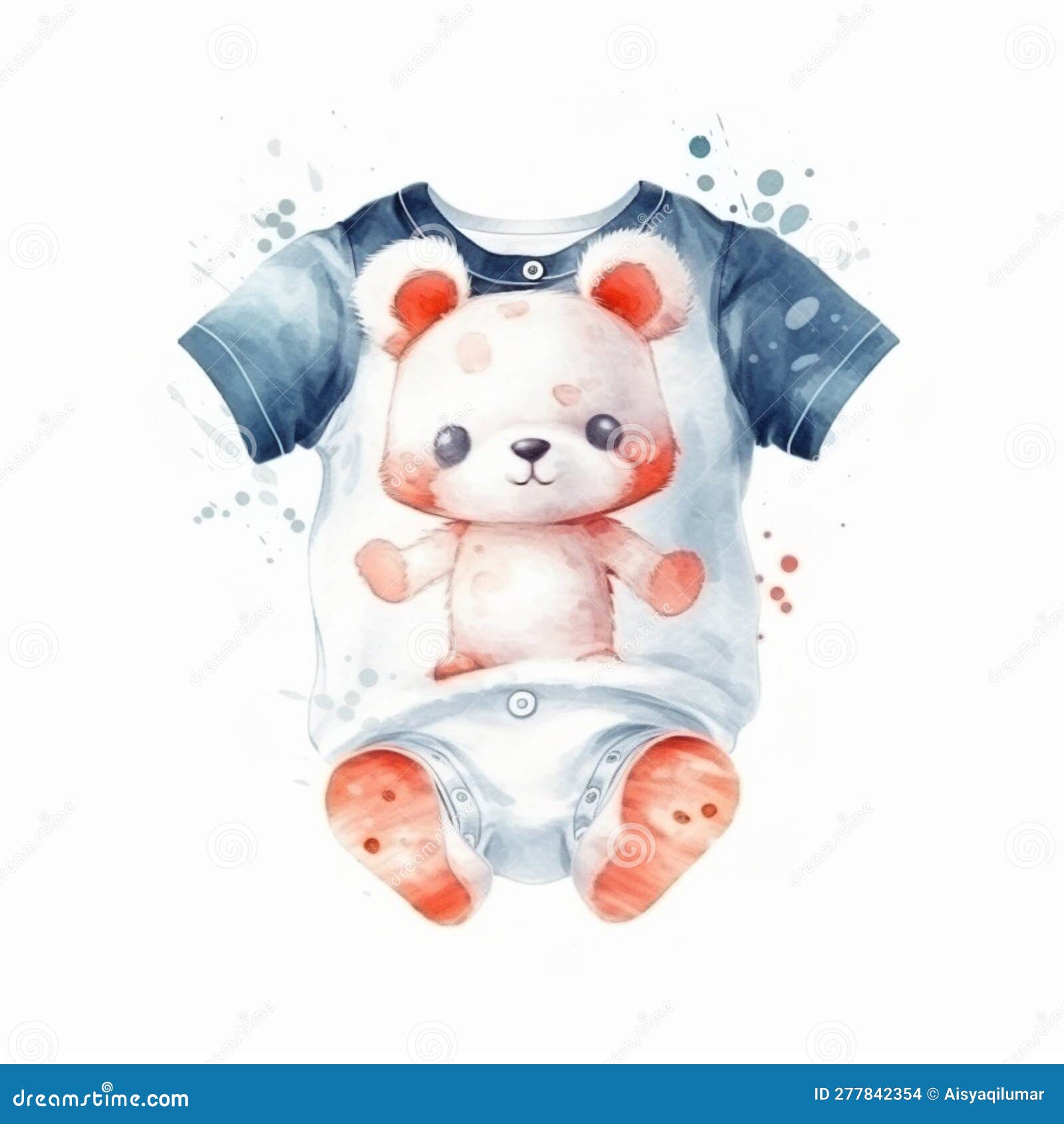 Baby Romper Drawing in Various Fashions Using Watercolor Medium. Stock ...