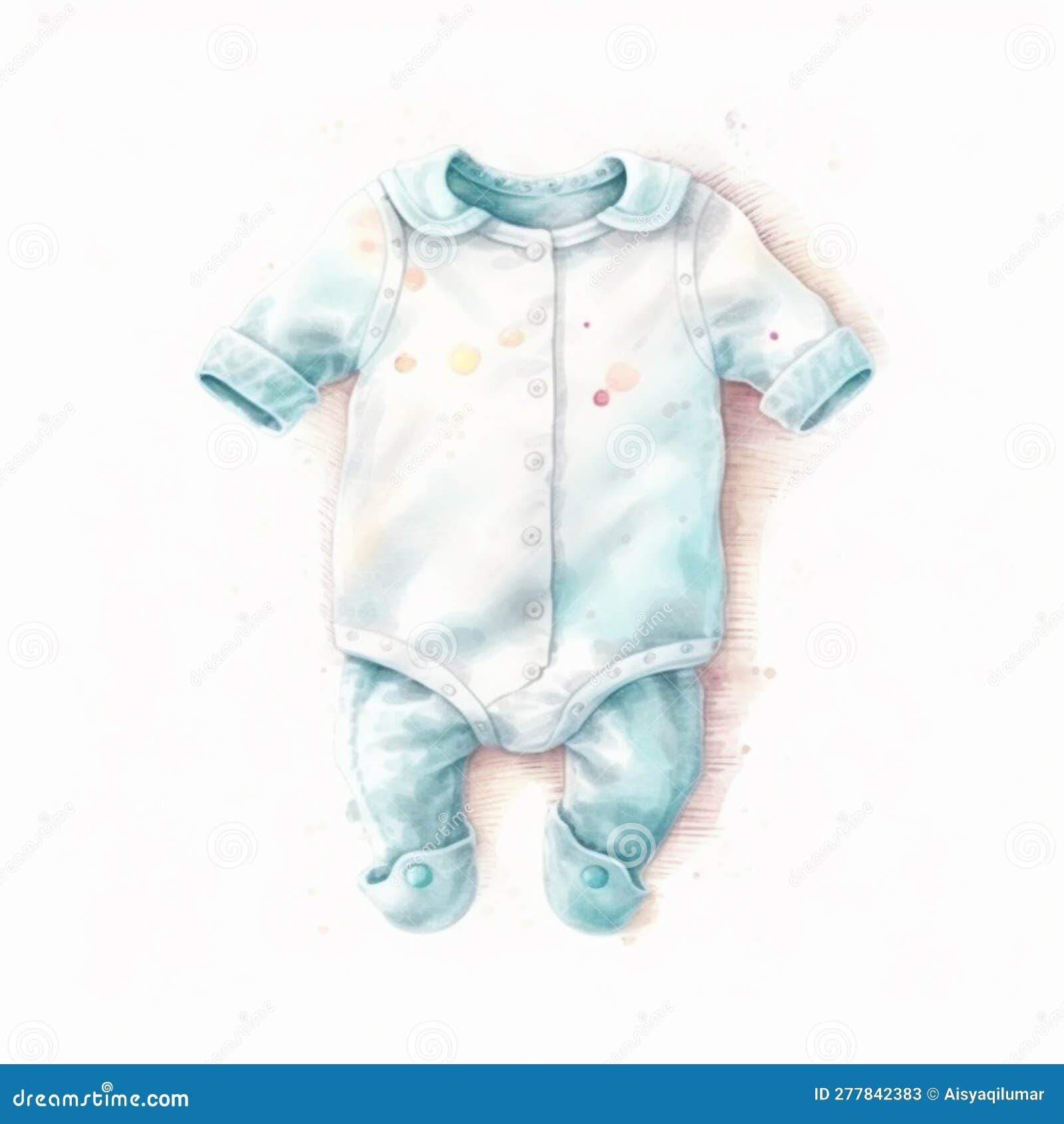 Baby Romper Drawing in Various Fashions Using Watercolor Medium. Stock ...