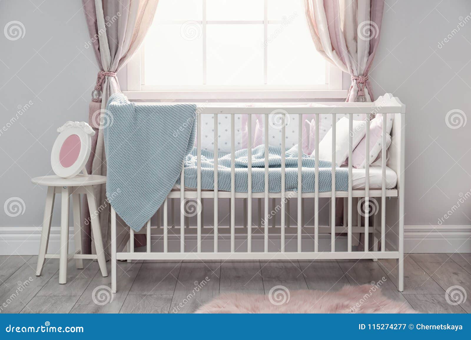 Baby Room Interior with Crib Stock Image - Image of home, baby: 115274277