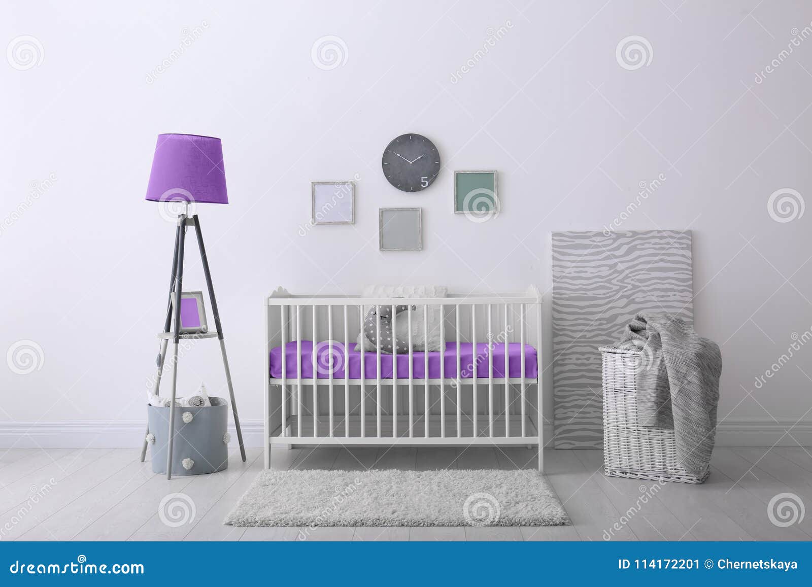 Baby Room Interior with Crib Stock Image - Image of apartment, detail ...