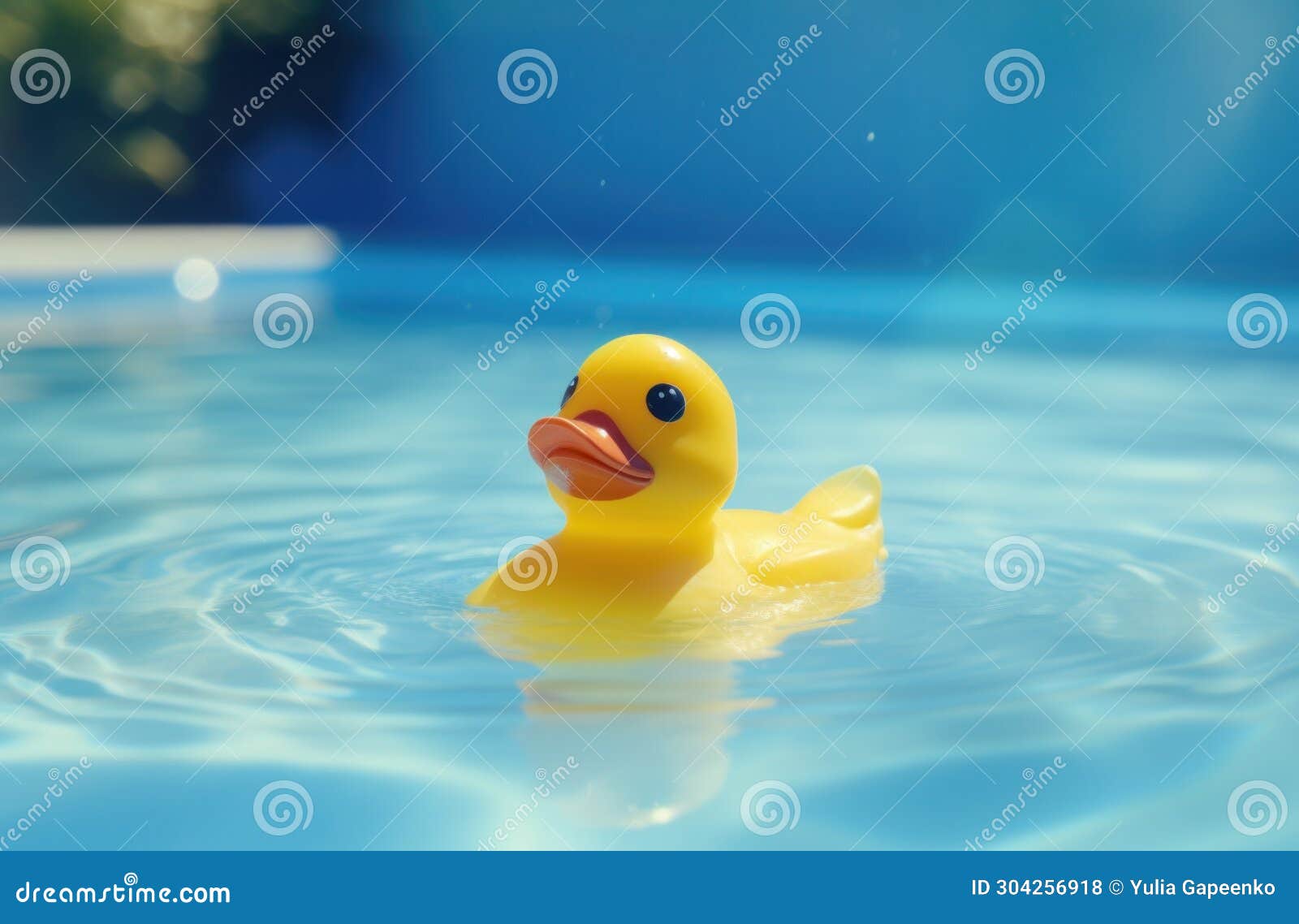 A Baby Rubber Duck is Floating on a Pool Stock Illustration ...
