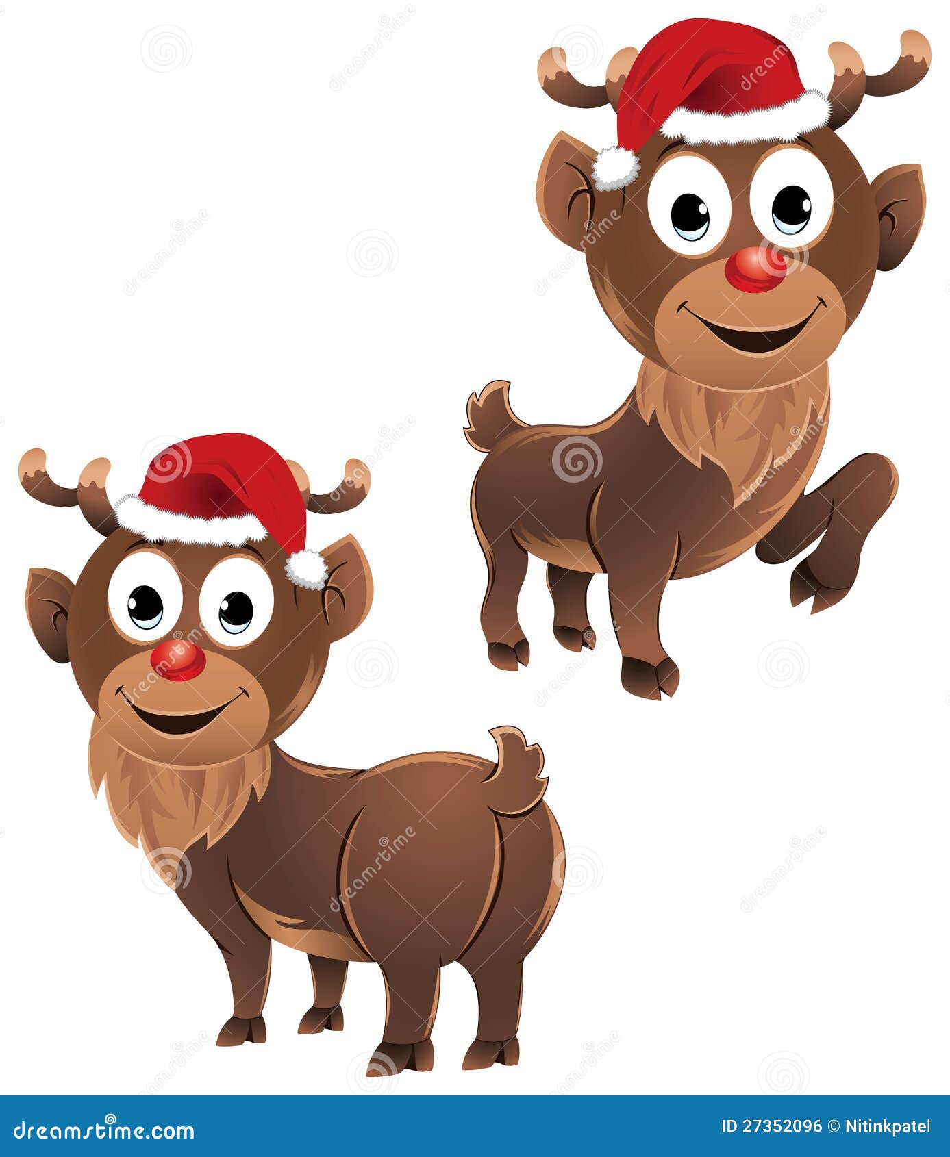 Baby Rudolph the Reindeer Two Poses Stock Illustration - Illustration ...
