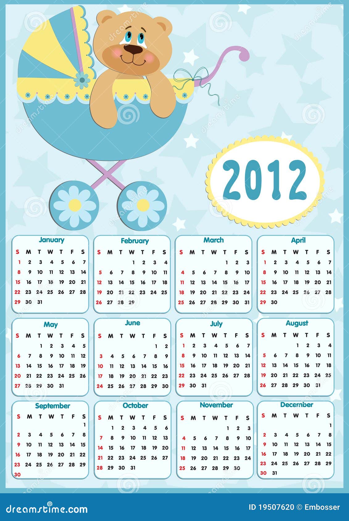 Baby s calendar for 2012 stock vector. Illustration of arrive - 19507620