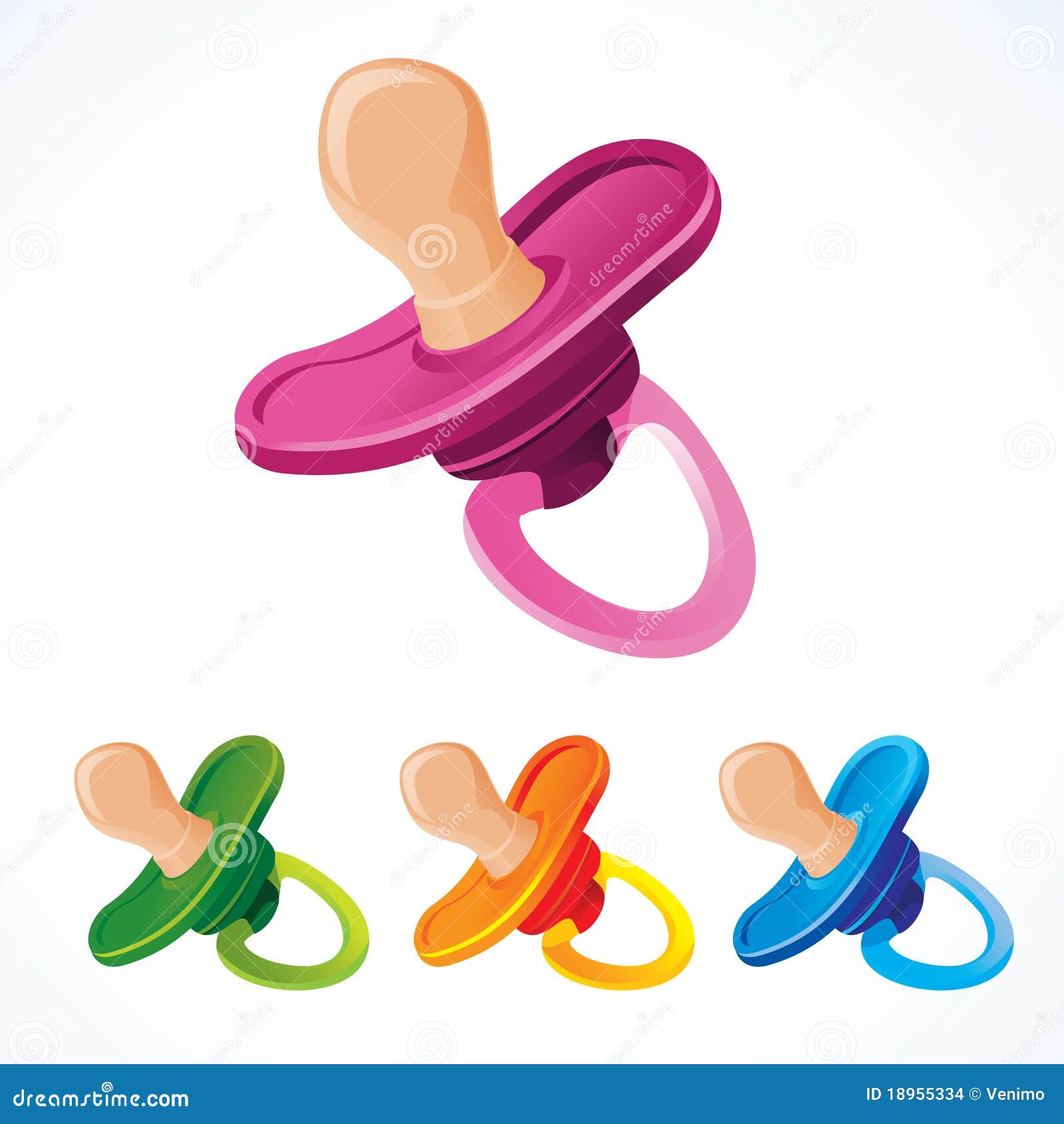 Baby S Dummy in Different Colors Stock Vector - Illustration of pink ...