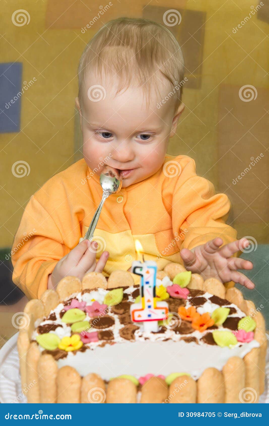 Baby s first birthday stock image. Image of adorable - 30984705