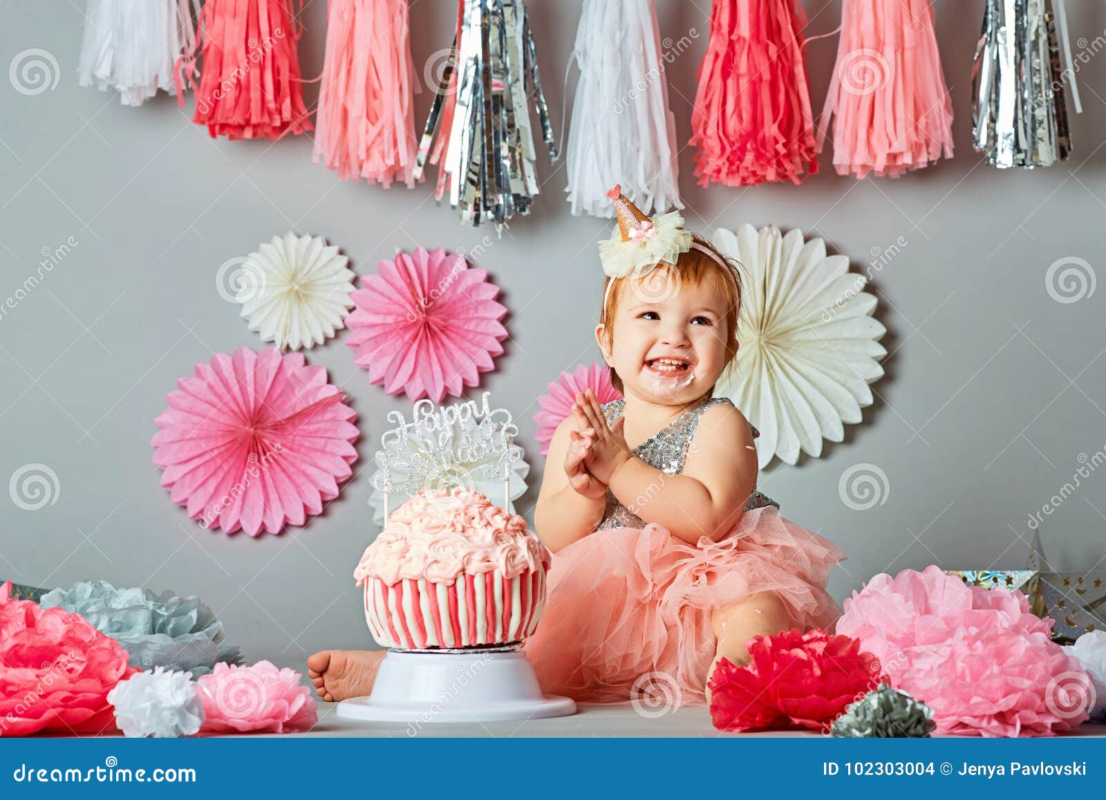 Baby`s first birthday stock photo. Image of happy, face - 102303004