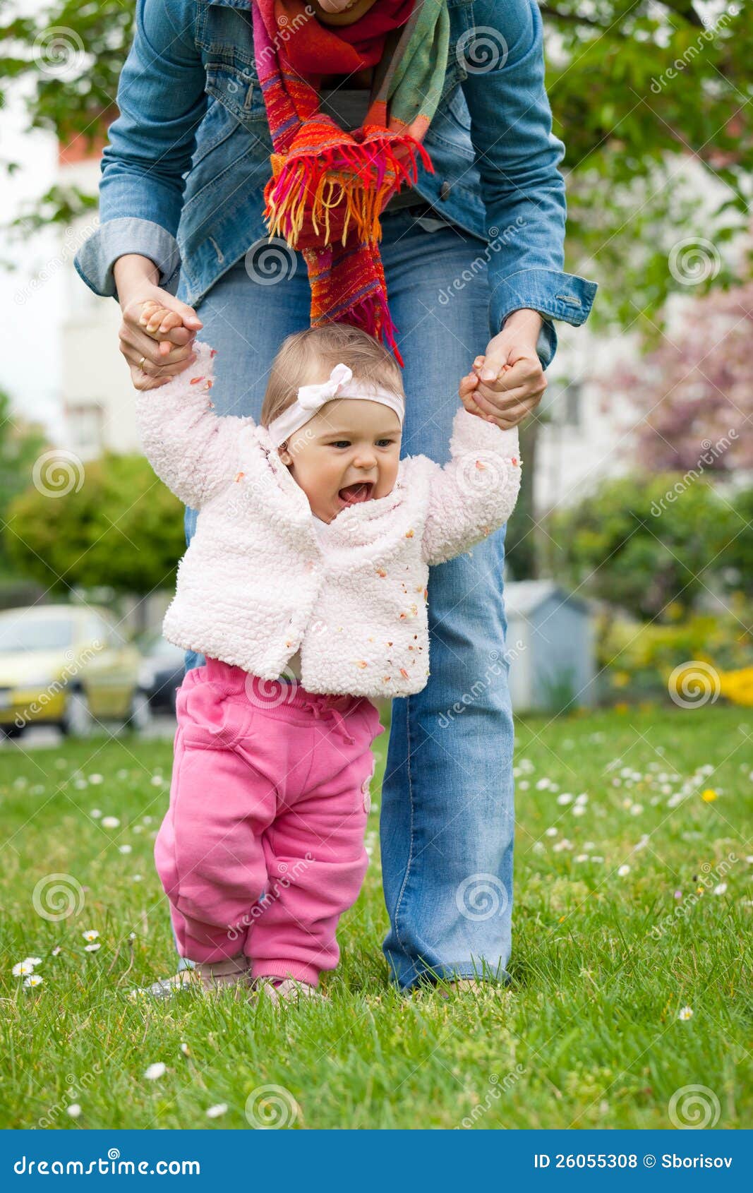 Baby s first steps stock photo. Image of cute, childcare - 26055308