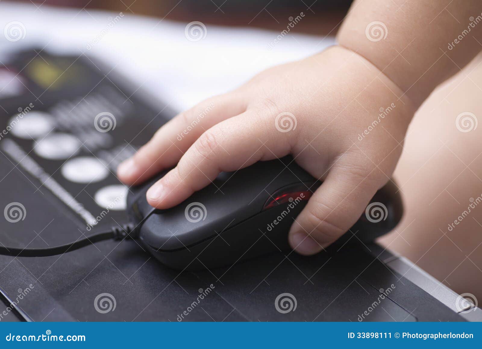 Baby S Hand Using Computer Mouse Stock Image - Image of house ...
