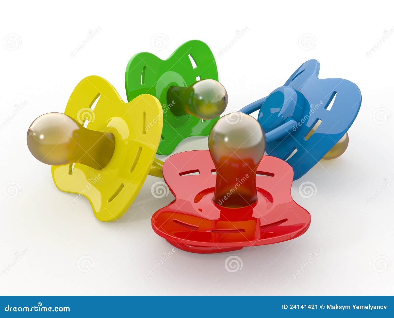 Baby S Pacifiers on White Background. Stock Illustration - Illustration ...