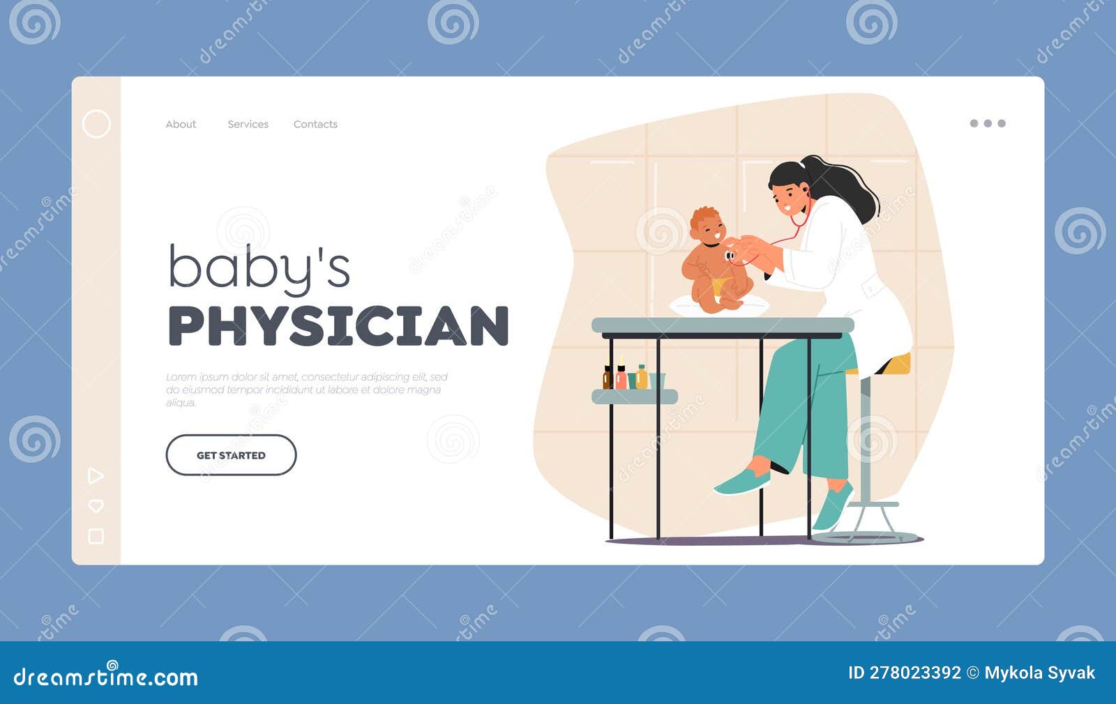 Baby S Physician Landing Page Template. Pediatrician Female Character ... Baby S Physician Landing Page Template. Pediatrician Female Character ...