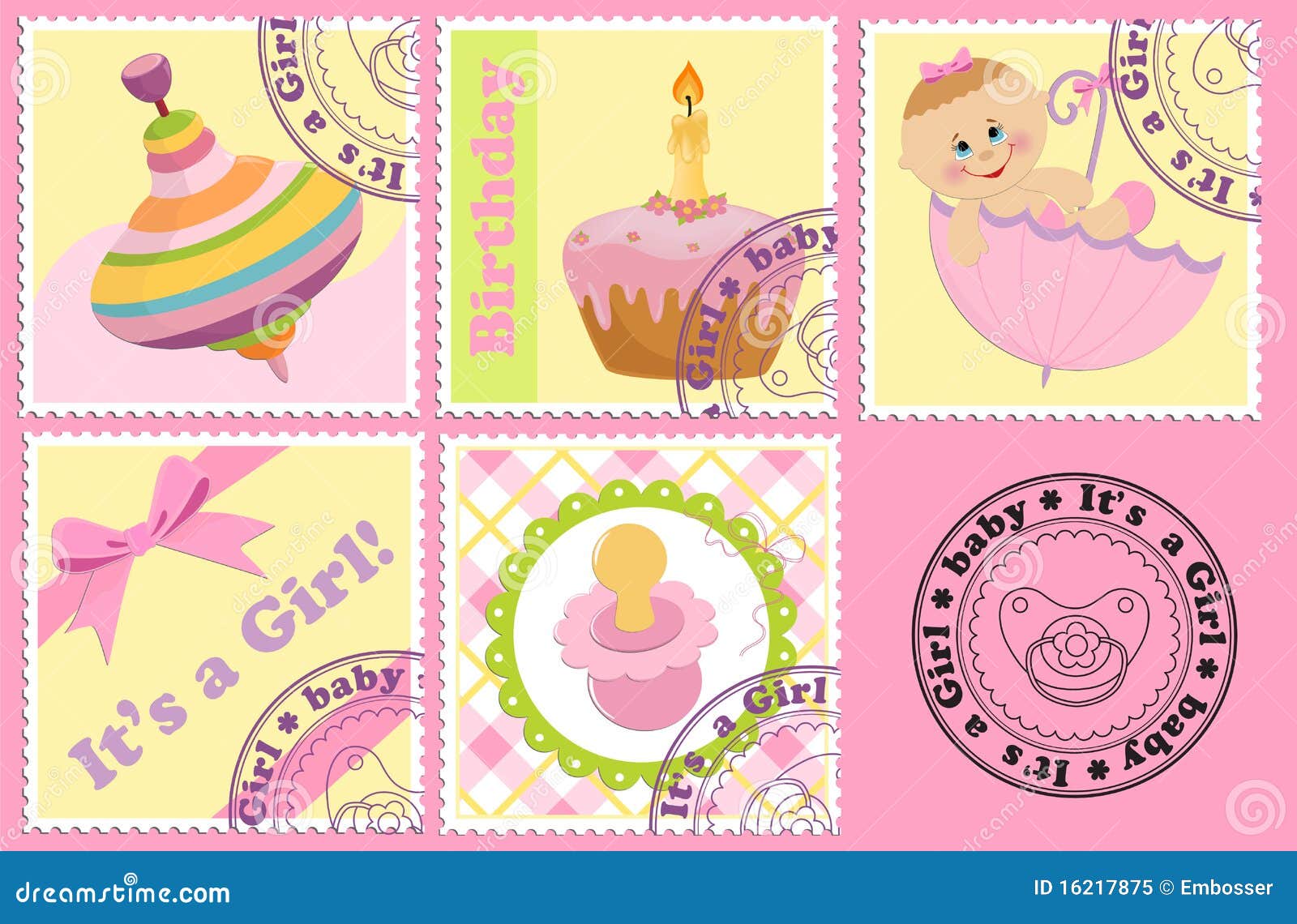 Baby S Postage Marks and Stamps Stock Vector - Illustration of colored ...