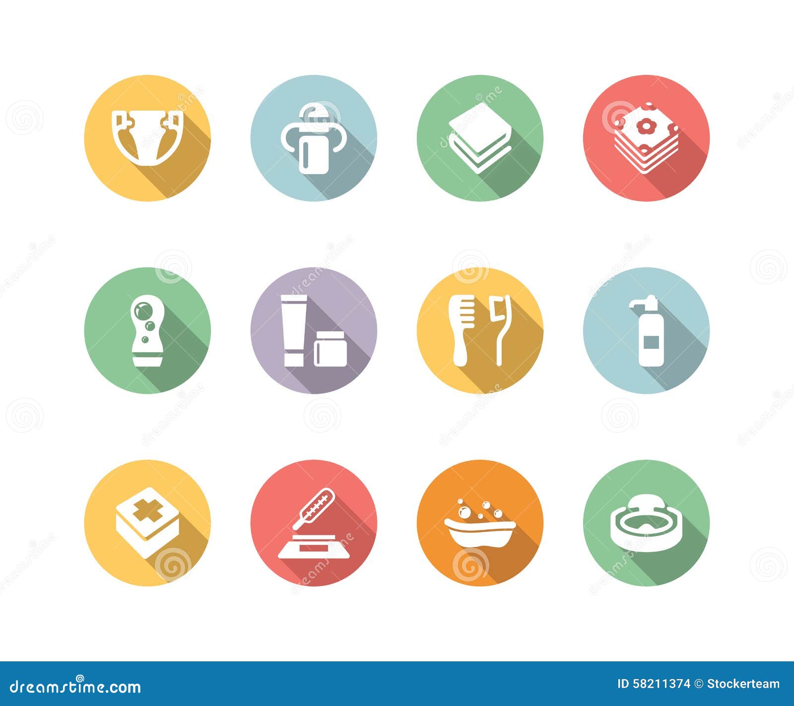 Baby S Things Icon Set Color with Long Stock Illustration ...