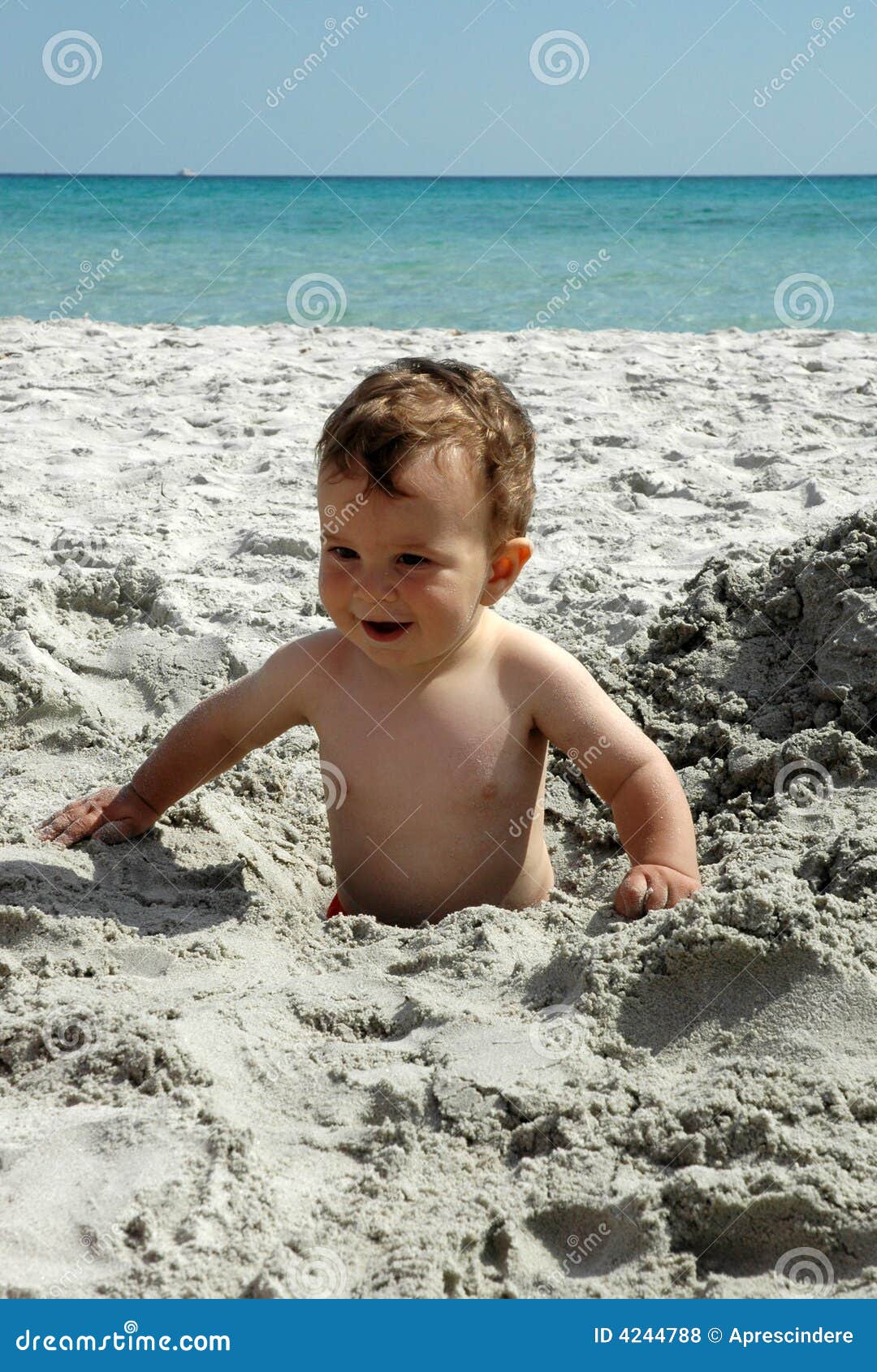 Baby on sand stock photo. Image of childhood, natural - 4244788