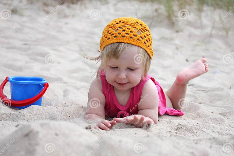 Baby on sand stock image. Image of happy, enjoying, beach - 9629549
