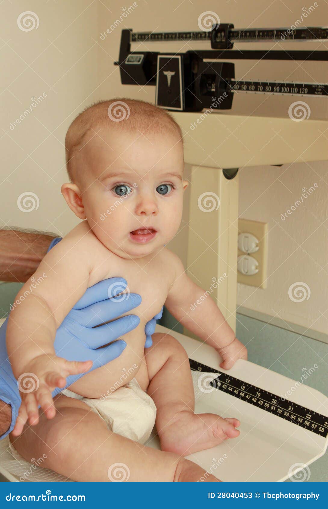 Baby on a Scale in the Doctors Office Stock Image - Image of eyes ...