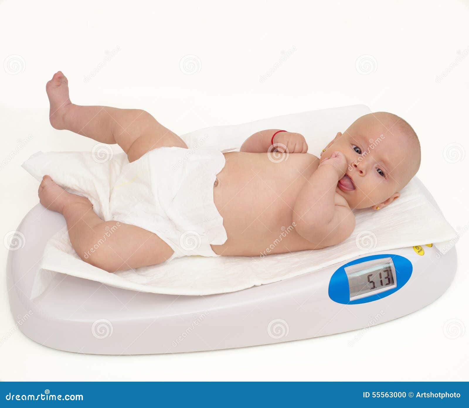Baby on scale, isolated stock photo. Image of healthy - 55563000
