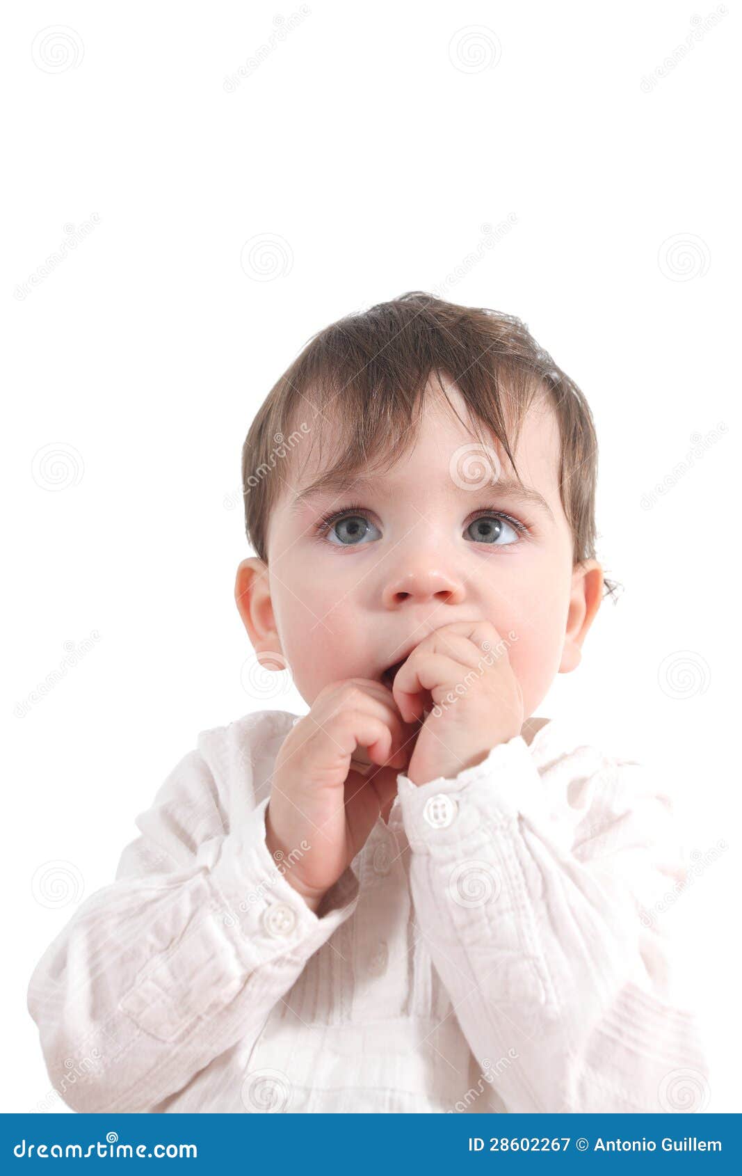 Baby Scared with Her Hands in the Mouth Stock Image - Image of ...