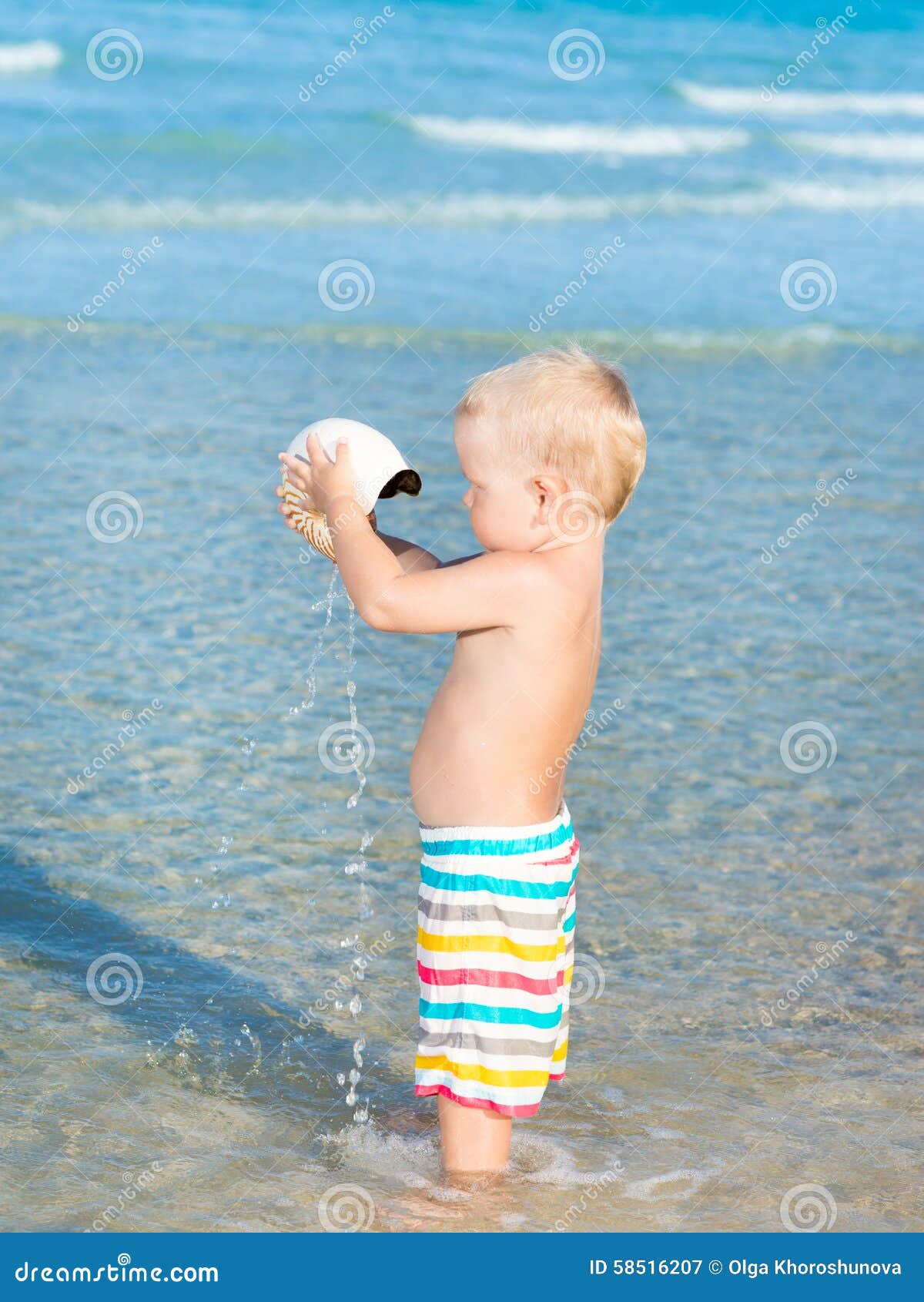Baby in a sea stock image. Image of leisure, activity - 58516207