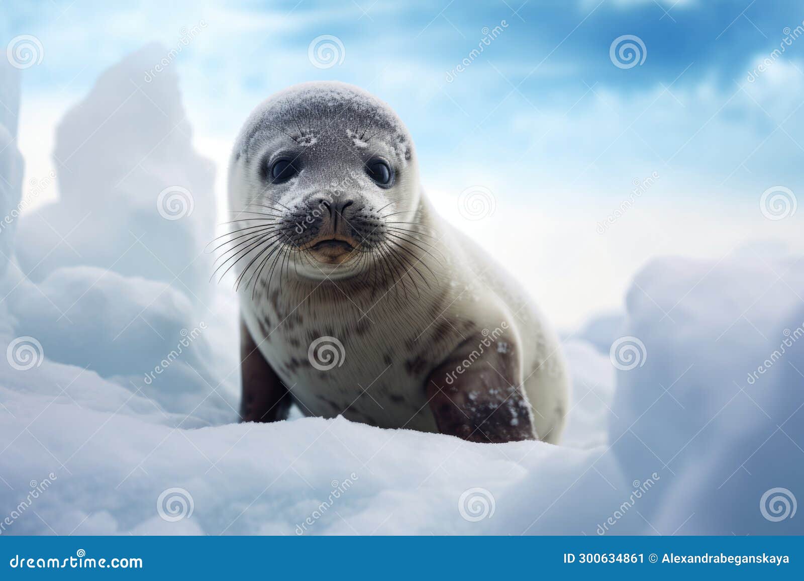 A baby seal in the snow stock illustration. Illustration of wildlife ...