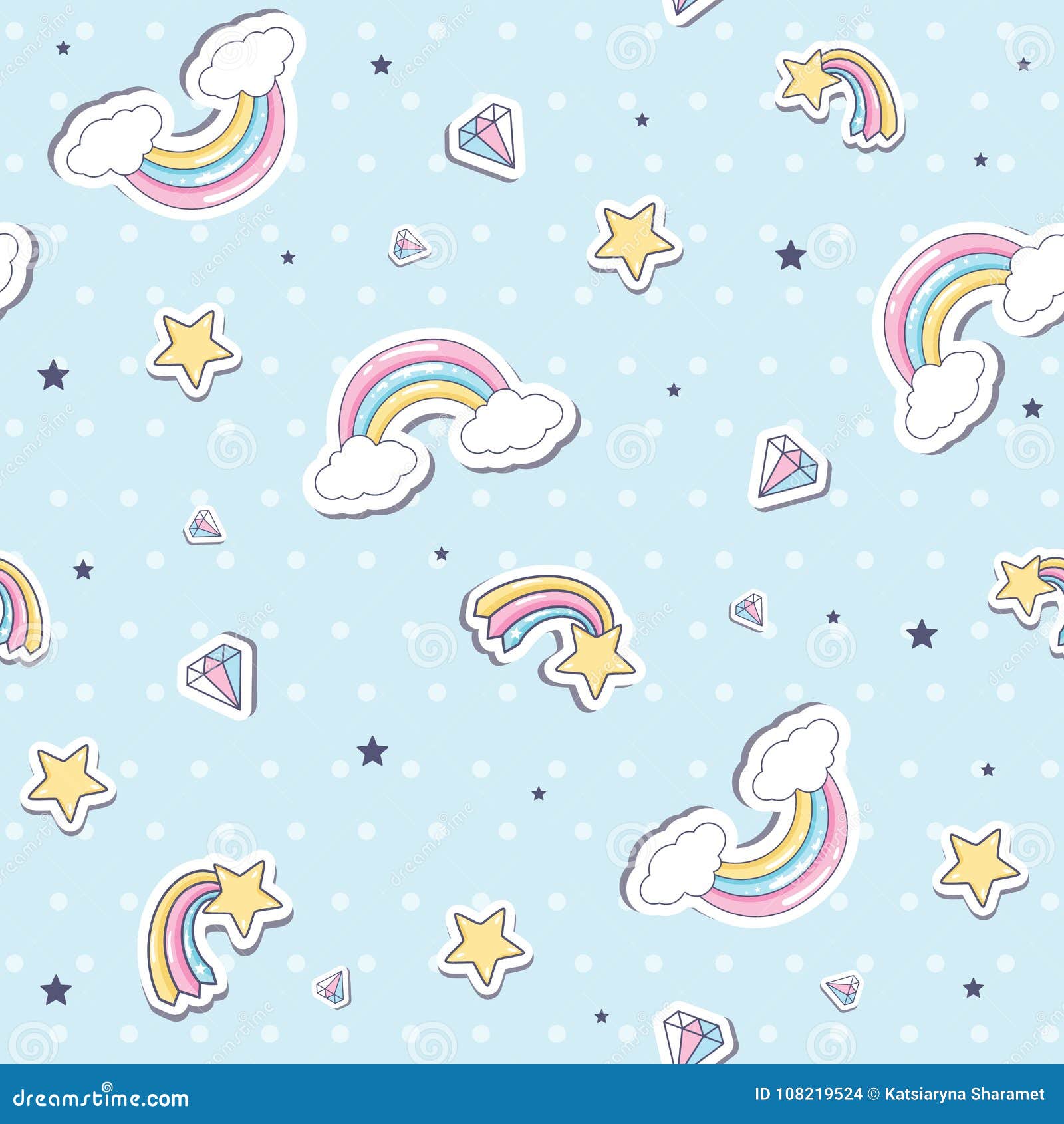 Baby Seamless Pattern with Rainbow. Stock Vector - Illustration of blue ...
