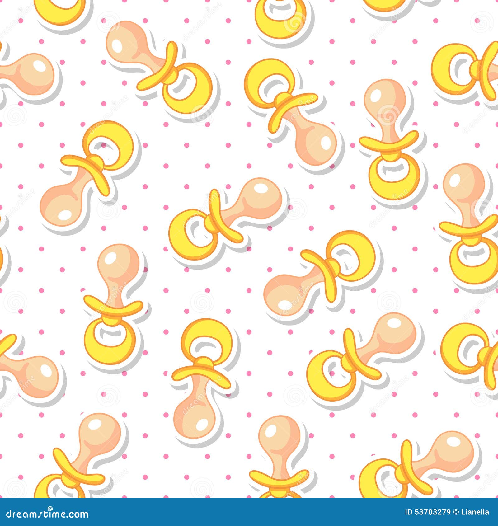 Baby Seamless Pattern with Yellow Soother Stock Vector - Illustration ...
