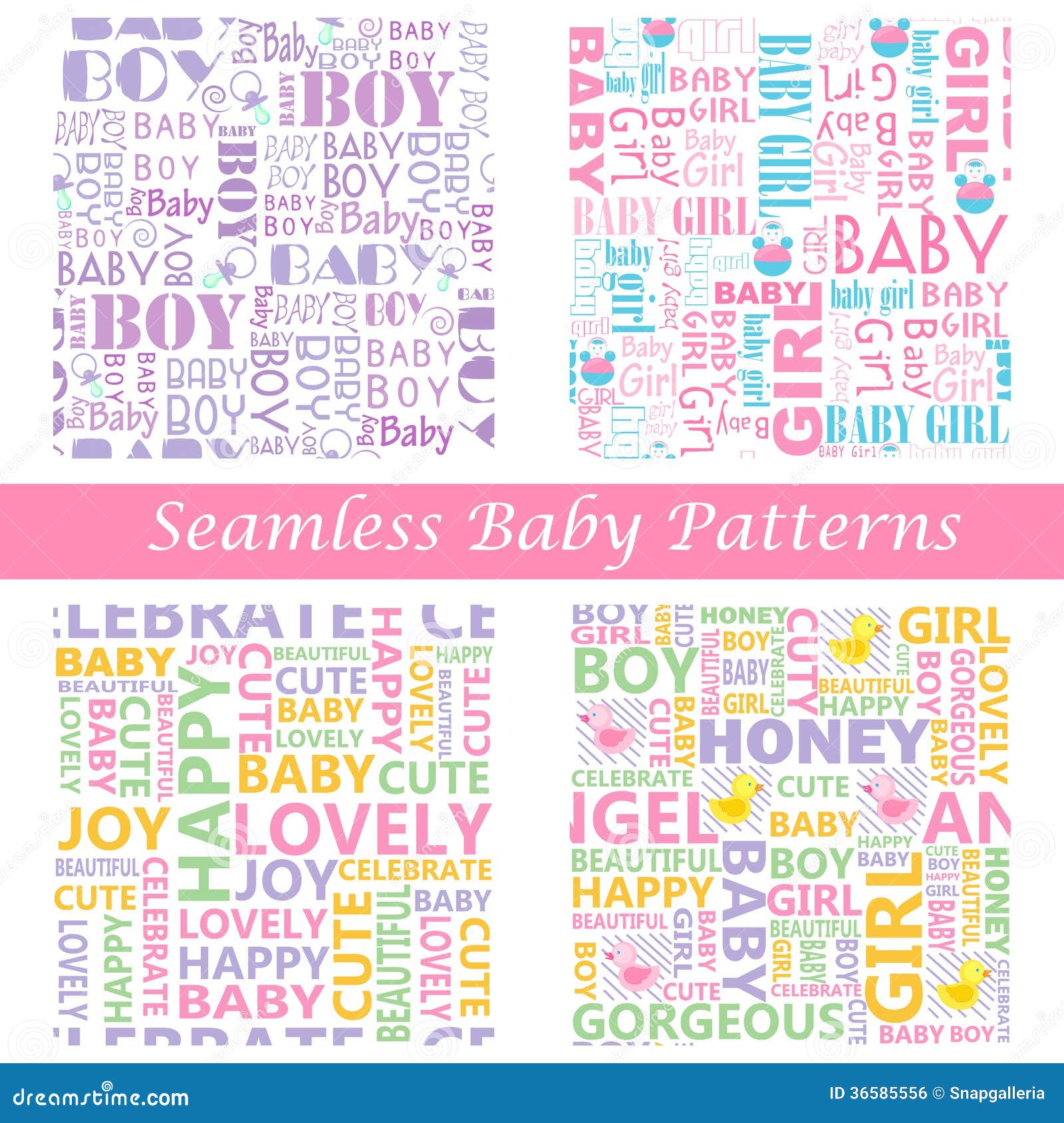 Baby Seamless Typography Pattern Stock Illustration - Illustration of ...