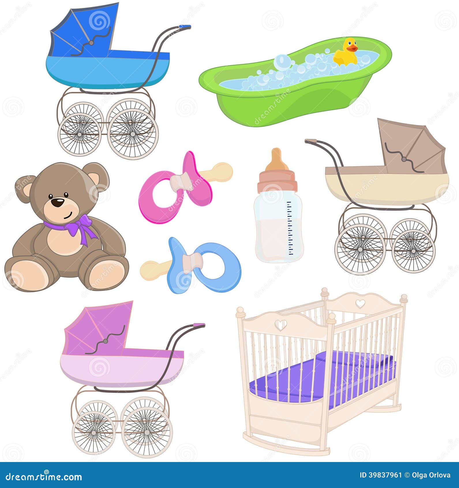 Baby set stock vector. Illustration of gocart, baby, feeding - 39837961