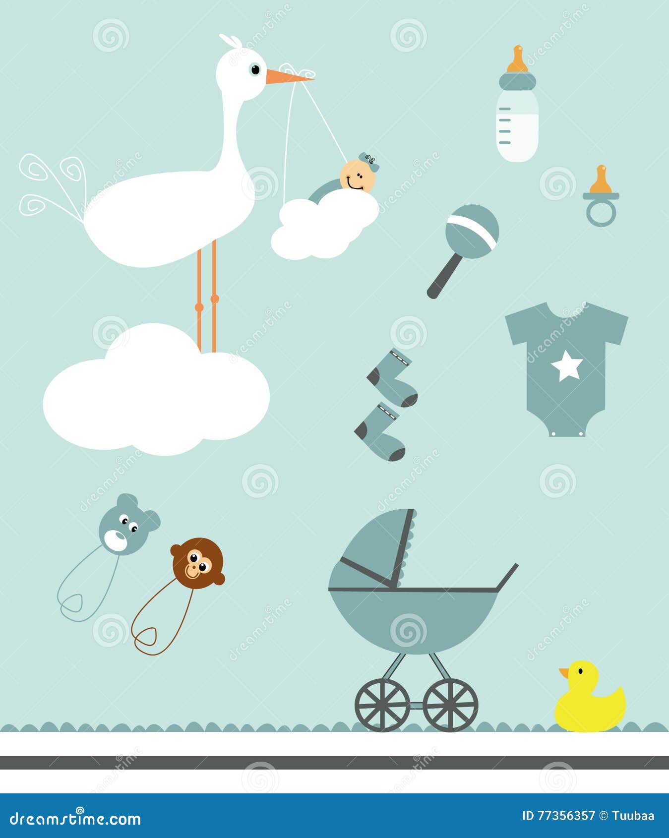 Baby Set stock vector. Illustration of bottle, cute, element - 77356357