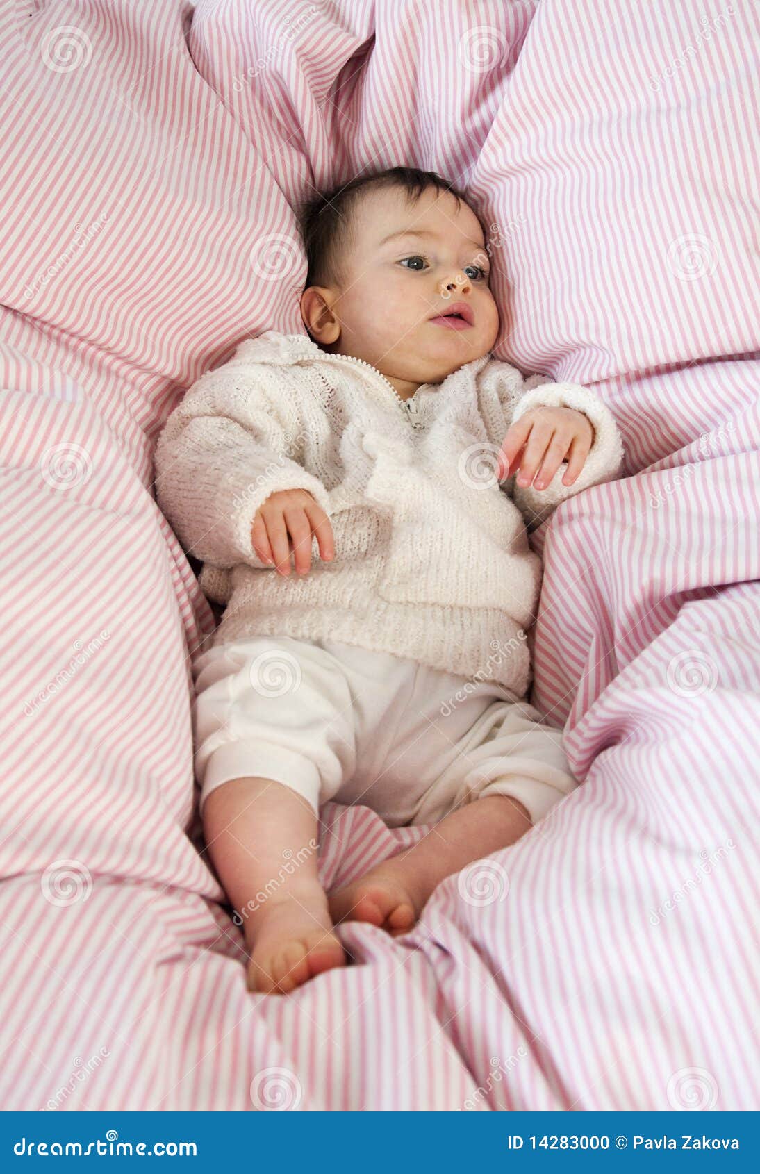 Baby in sheets stock photo. Image of infant, face, bedding - 14283000