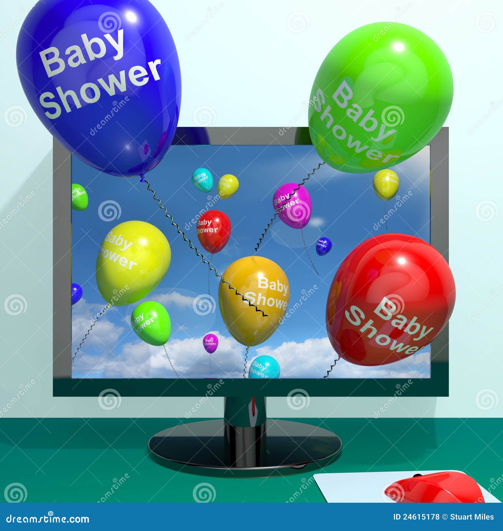 Baby Shower Balloons from Computer Stock Illustration - Illustration of ...