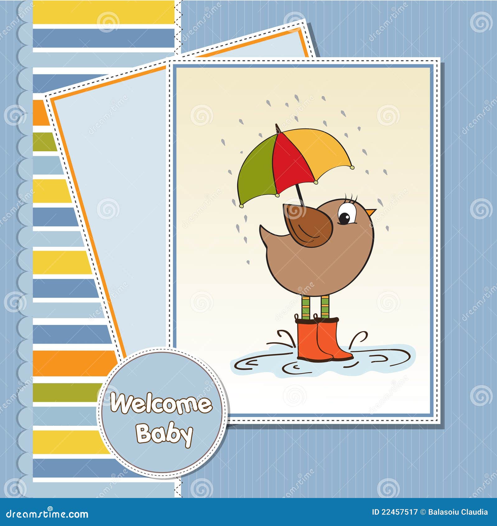Baby Shower Card with Little Bird Stock Illustration - Illustration of ...