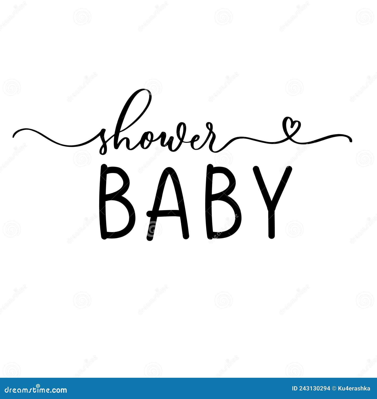 Baby Shower Lettering Invitation Template. Stock Vector - Illustration ...