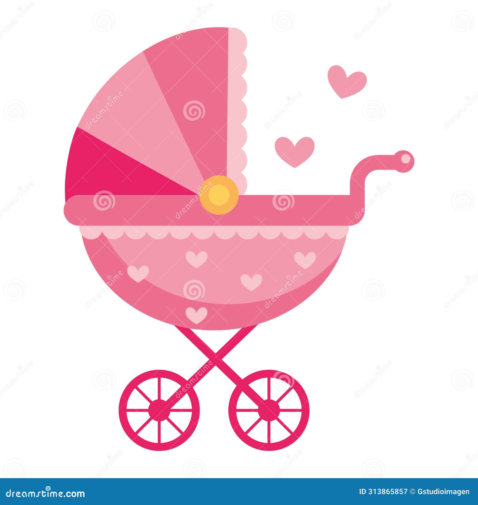 Baby shower pink pram stock vector. Illustration of child - 313865857