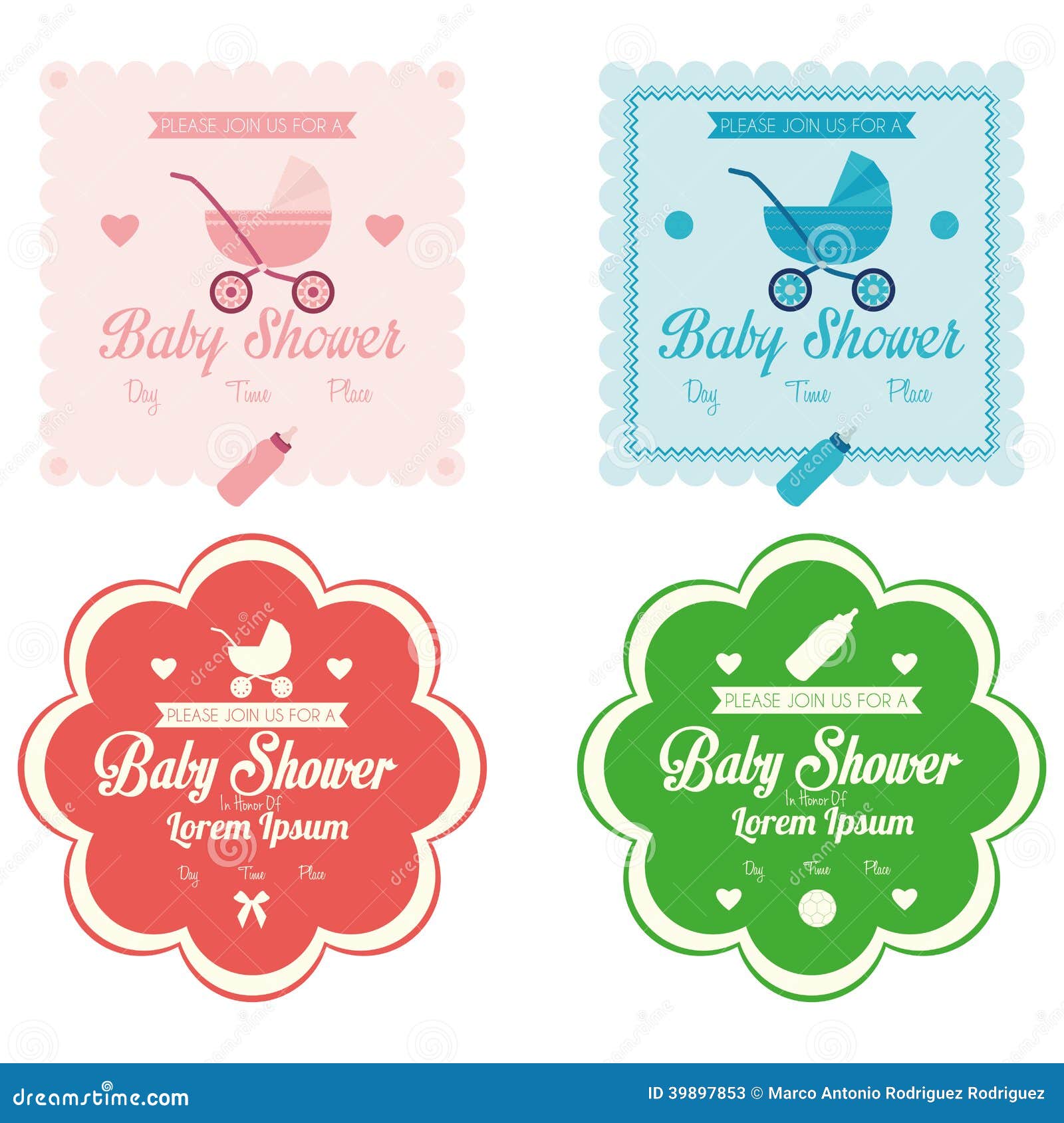 Baby Shower Template Cards Illustration Editable Stock Vector ...