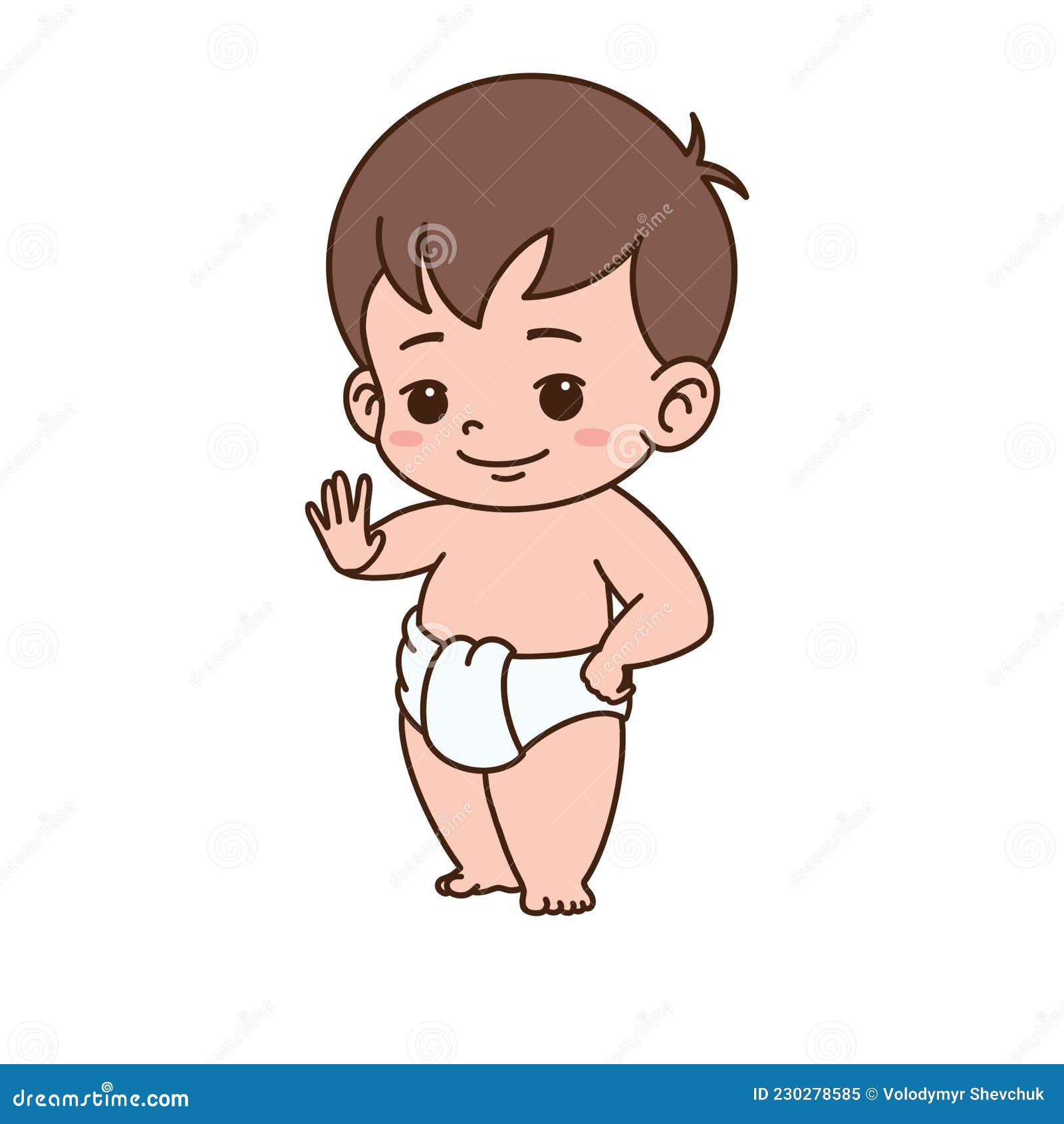 Baby Showing Hand Stop in Diapers Stock Vector - Illustration of organ ...