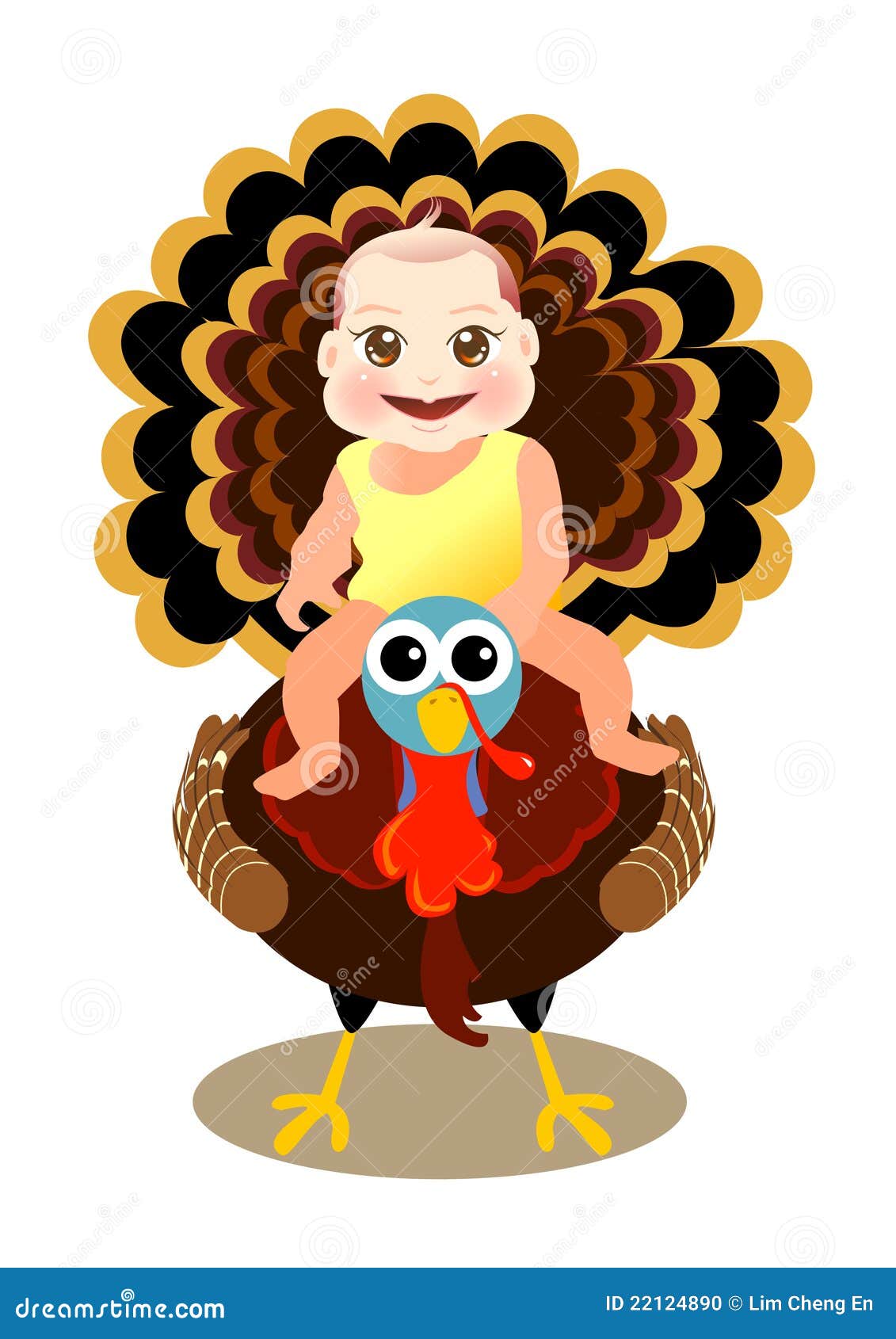Baby sit on turkey stock illustration. Illustration of cute - 22124890