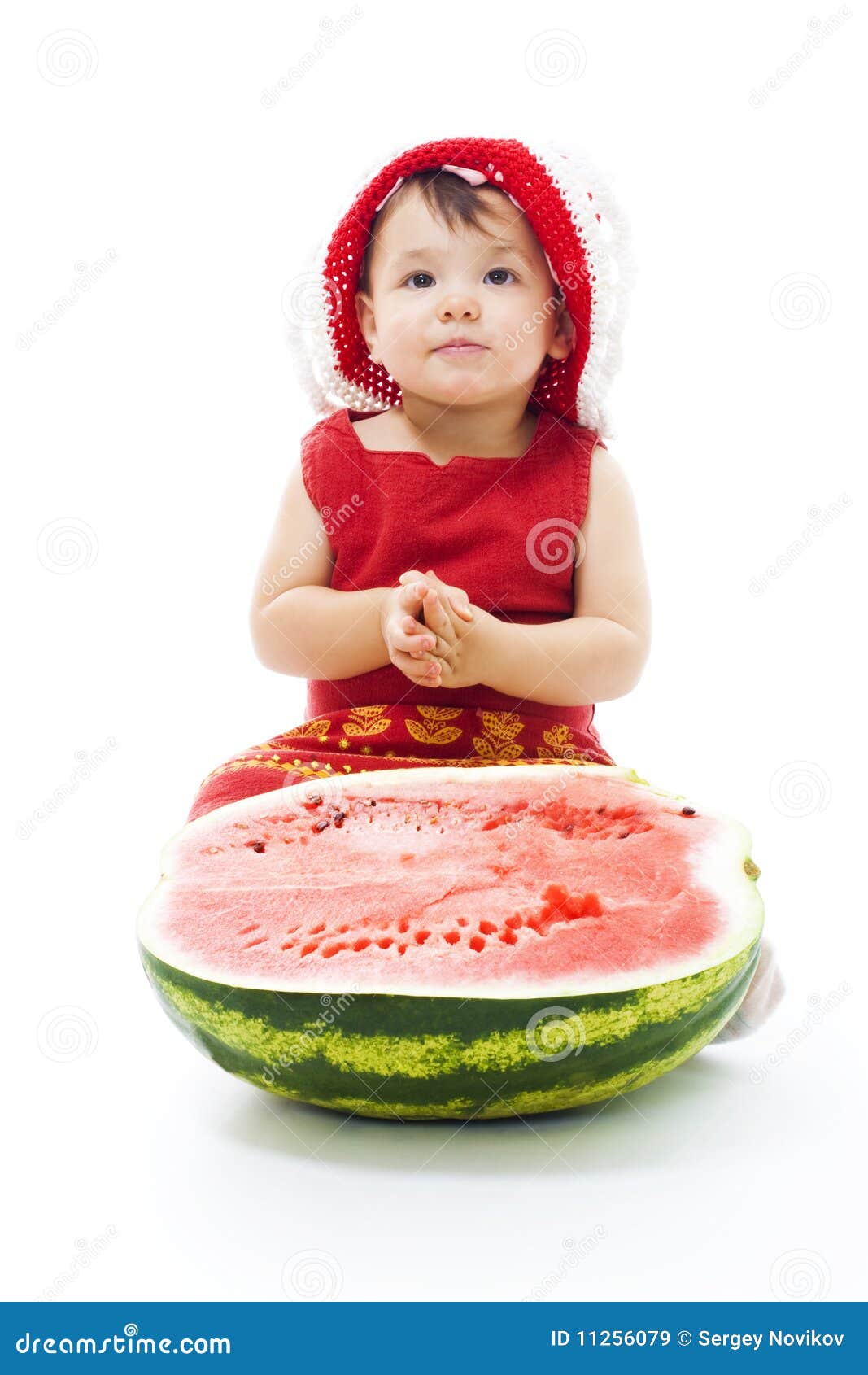 Baby sit with watermelon stock image. Image of happy - 11256079