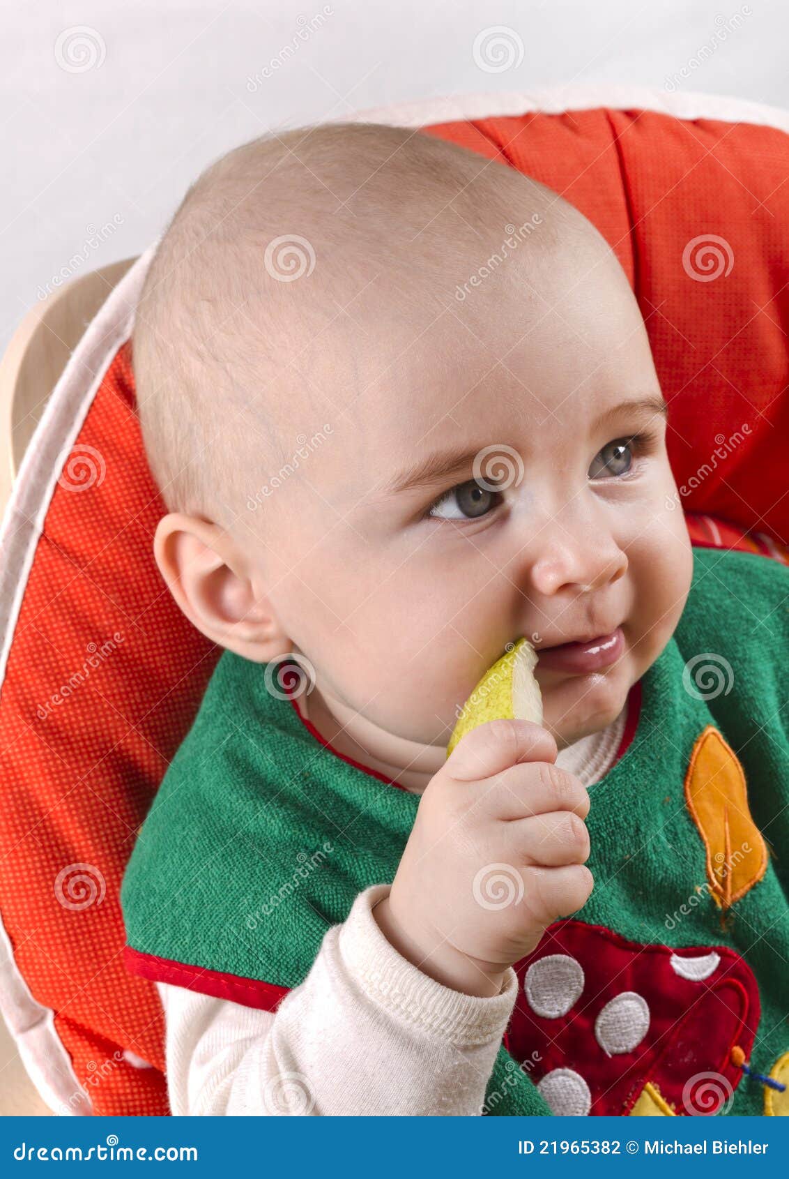 Baby Sitting and Eating an Apple Stock Photo - Image of food, lifestyle ...