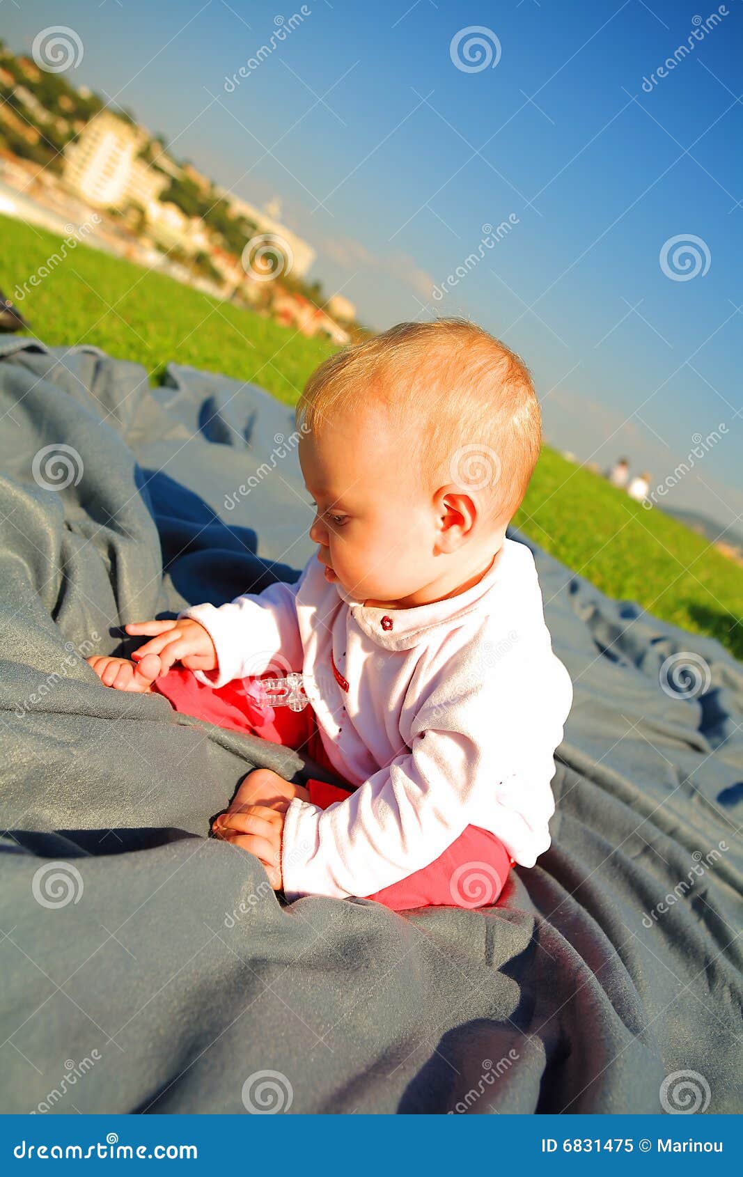 Baby is Sitting on the Ground Outside Stock Image - Image of portrait ...