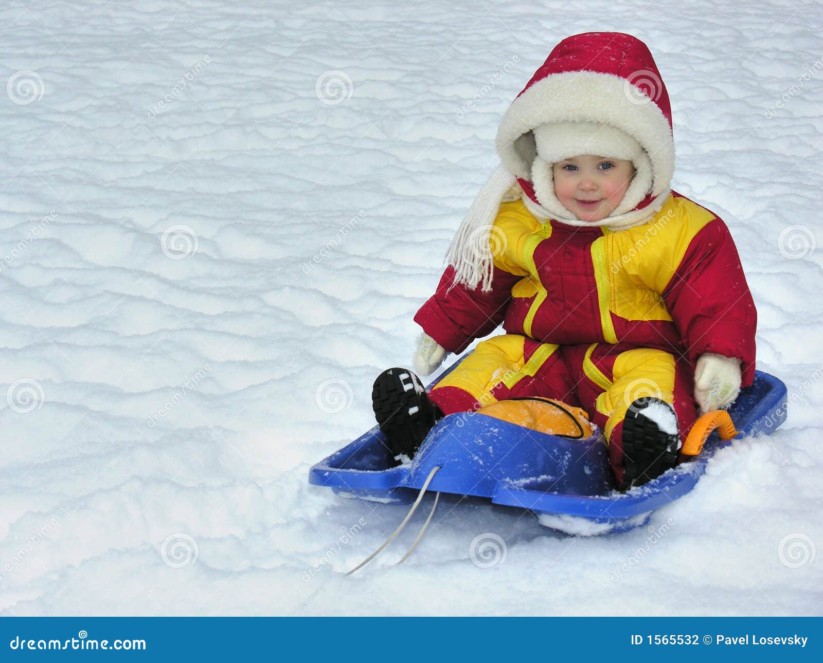 Baby on sled stock photo. Image of children, slide, play - 1565532
