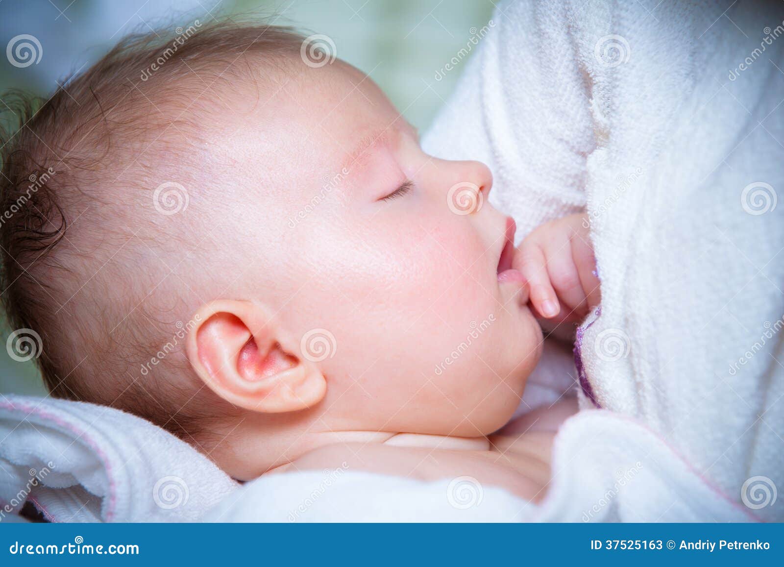 Baby Sleep on Hands of Mother Stock Image - Image of lovely, infant ...